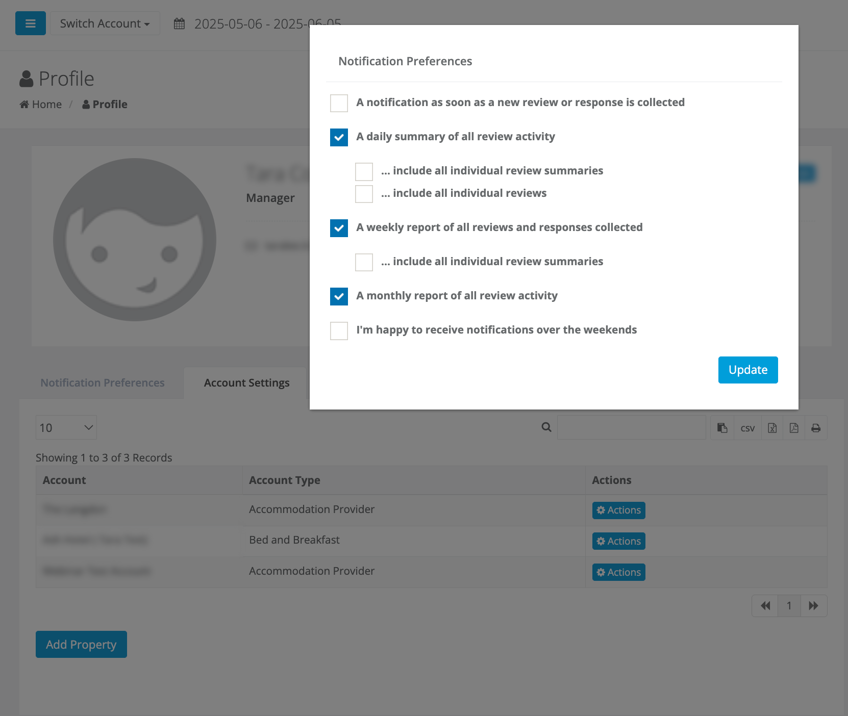 Editing your user details and notification settings