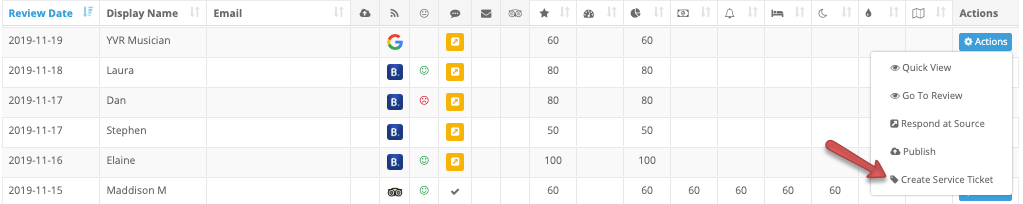 Creating, updating and resolving service tickets